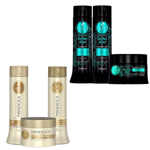 Kit Haskell Mandioca Banho De Brilho P + Kit Cachos Sim P | Shopee Brasil