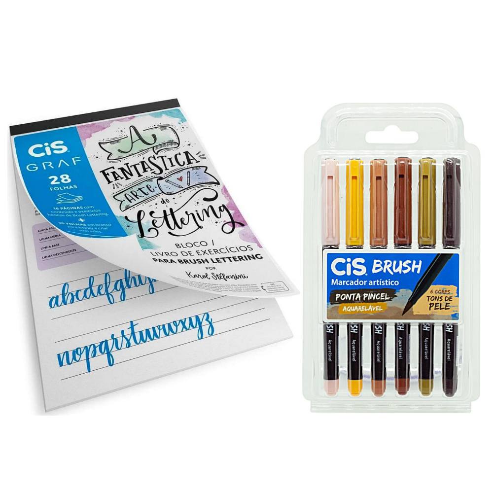 Kit Lettering CIS - Bloco de Lettering + Brush Pen Tons de Pele ML ...
