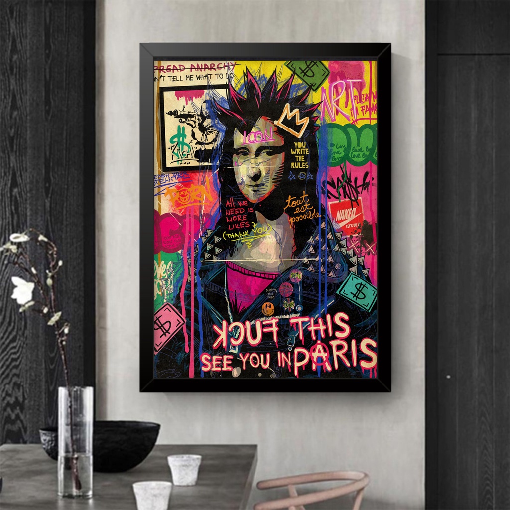 Quadro Decorativo Retro Monalisa Moderno E Colorido Arte - Escorrega o ...