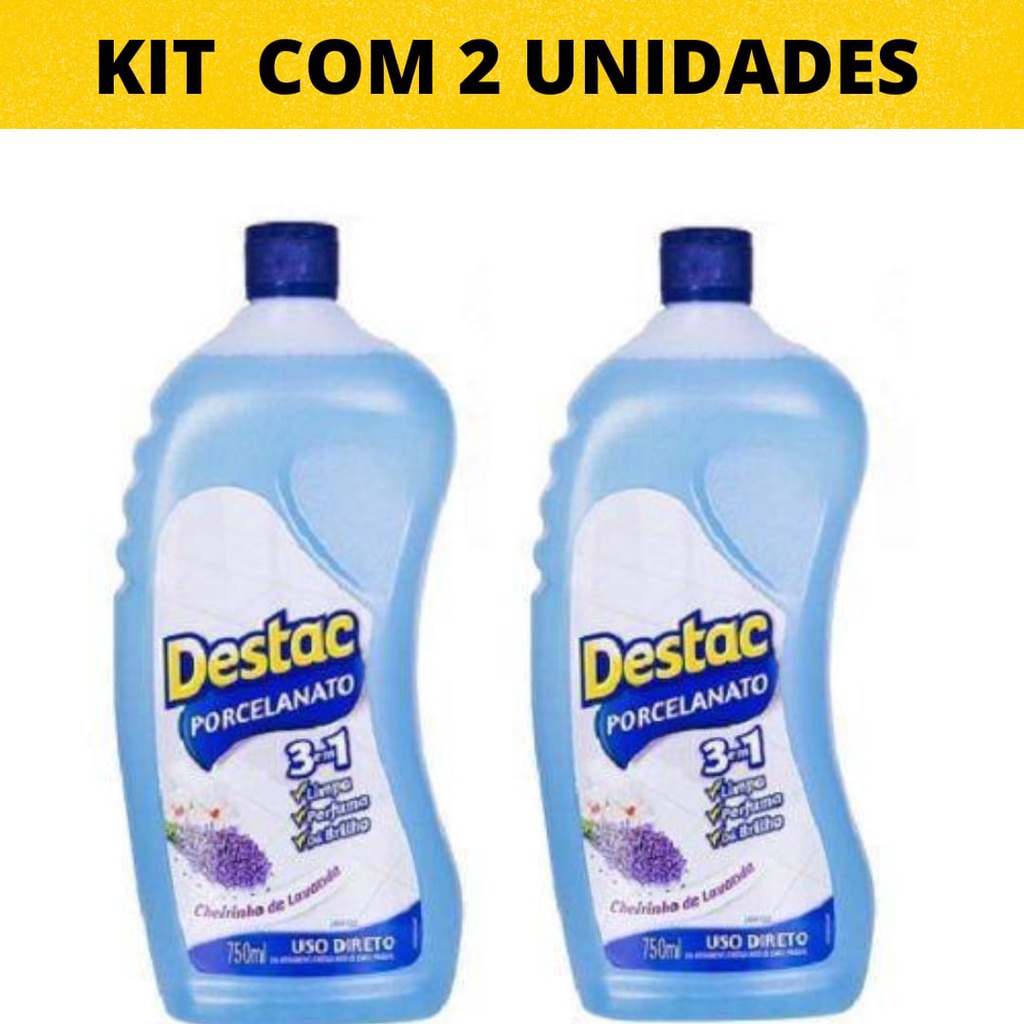 Kit 2 limpador de pisos porcelanato destac 750ml cada | Shopee Brasil