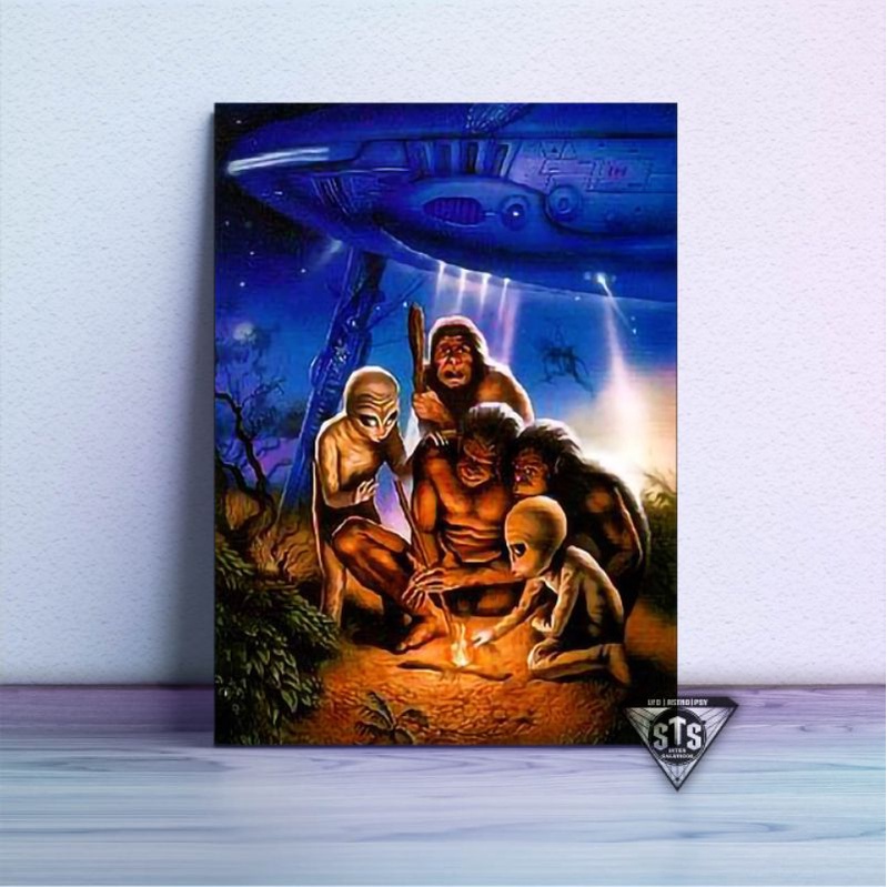 Quadro decorativo ufologia extraterrestre homem primitivo das cavernas ...