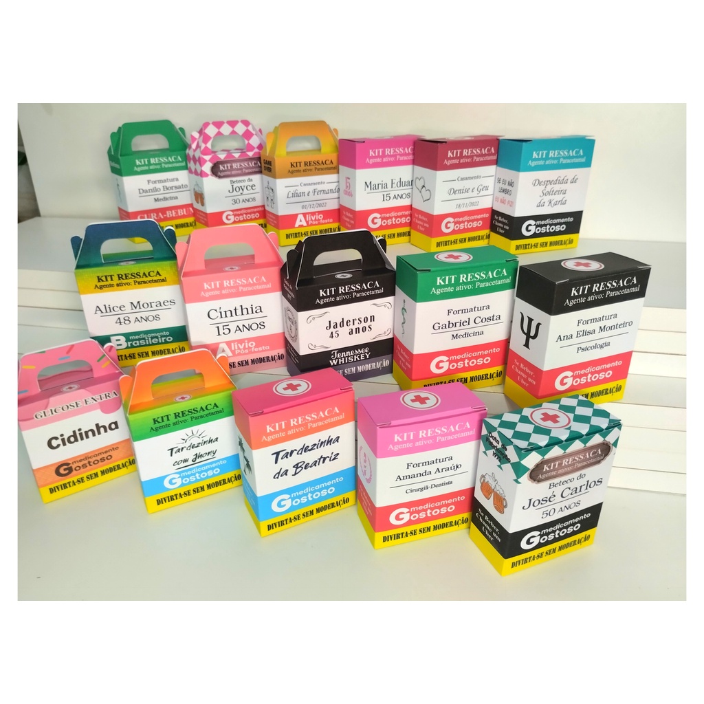 Kit ressaca Personalizado Caixinha lembrancinha Aniversário - Casamento ...