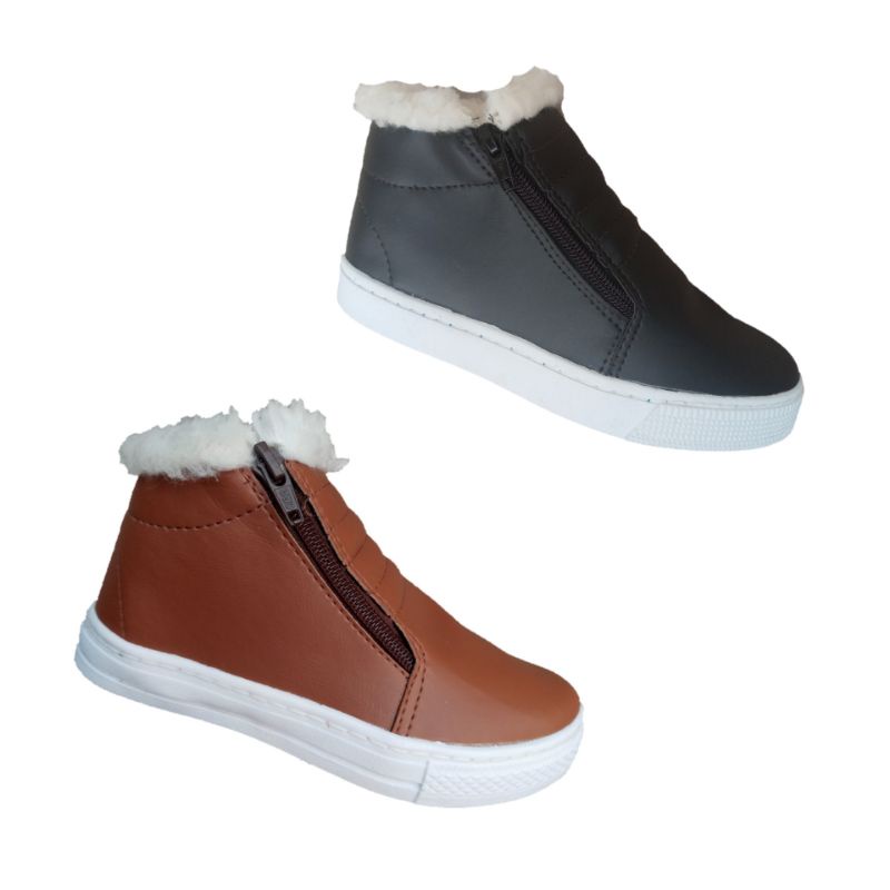 Bota Infantil Botinha Inverno Com Pelo Menina Menino Feminino Unissex ...