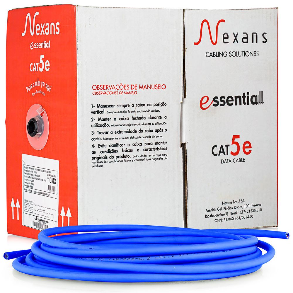 CABO NEXANS ESS CAT5e U/UTP CMX 4P 24AWG AZ CX C/ 100M | Shopee Brasil