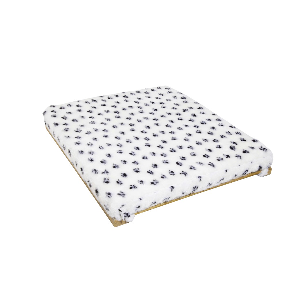 CAMA DECK MADEIRA MODERNPET COM ALMOFADA COMPACTA TECIDO PELUCIA PATA ...