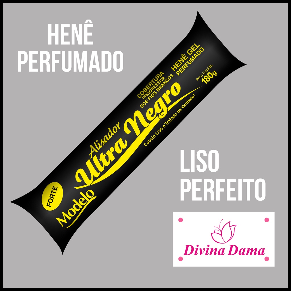 HENÊ ALISADOR ULTRA NEGRO PRETO FORTE Divina Dama 180gr Bisnaga - Henê ...