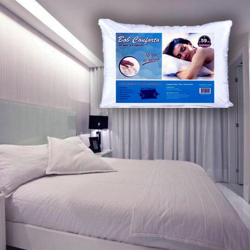 Kit 2 Travesseiros Alto Linha Confort Antialérgico E Antibacteriano ...