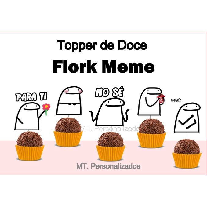 Topper de Doces Brigadeiro Flork Meme 30 unidades | Shopee Brasil