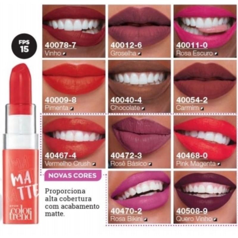 Batons Avon Color trend matte, creamy D' licious e hidratante ...