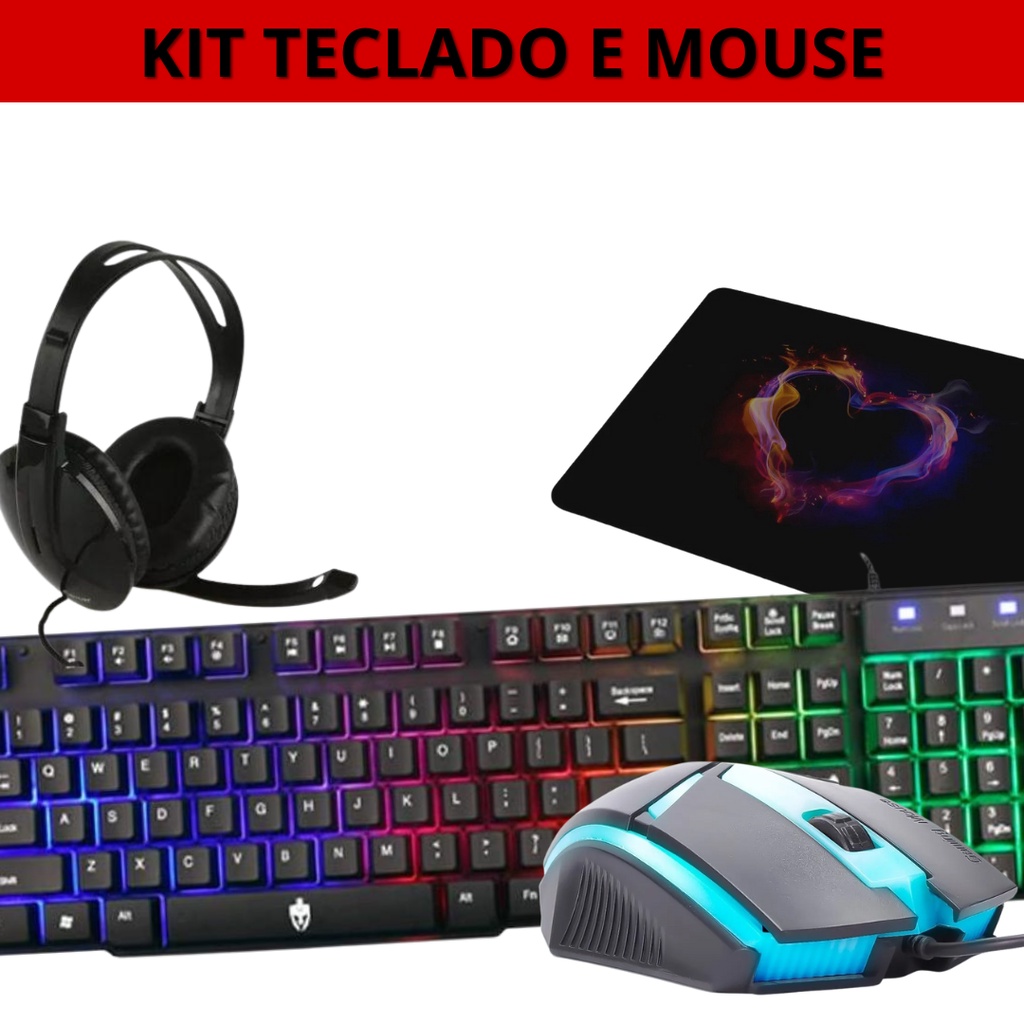 Kit Gamer Teclado E Mouse Rgb + Headset + Mouse Pad / Oferta Especial ...