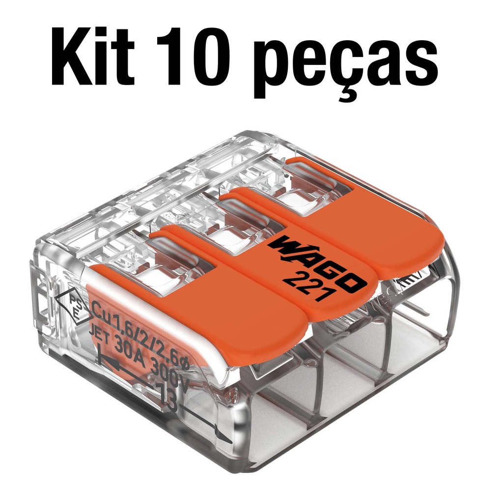 Kit 10 Conector Wago Compacto Emenda 3 Fios Modelo 221-613 | Shopee Brasil Kit 10 Conector Wago Compacto Emenda 3 Fios Modelo 221-613 | Shopee Brasil