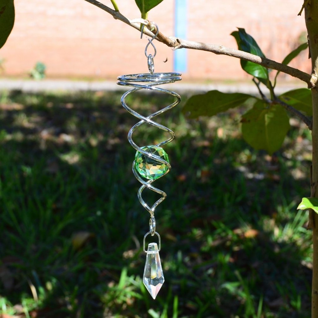 Mobile Captador De Energia Espiral Catalisador Feng Shui Verde Pp Suncatcher 11cm Tik Tok Tiktok 