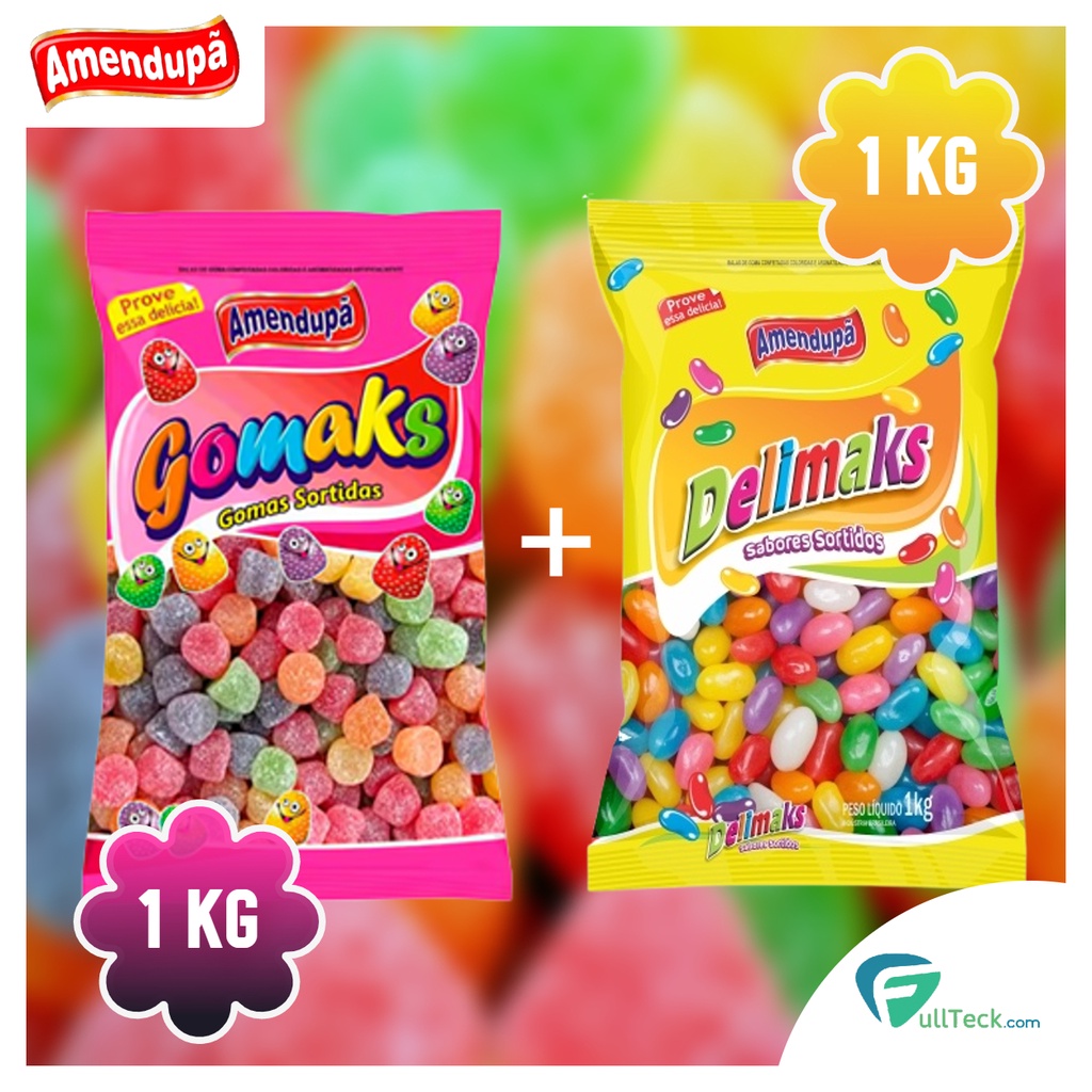 Bala de Goma Gomaks + Delimaks Sortidas de Sabor Pacote 1 Kg | Shopee ...