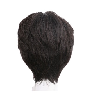 100 % Real Perucas De Cabelo Humano Dos Homens Curto Completa Peruca ...