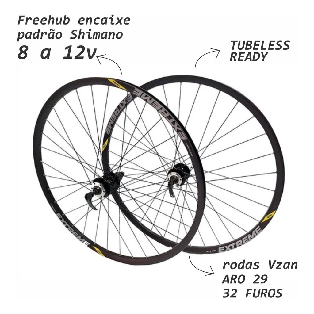 Par roda de bicicleta roda aro 29 roda vzan 32f extreme pro 8 a 12v ...