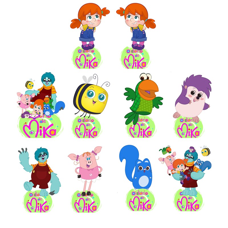 o diario de mika kit decoração de festa infantil 10 display de 20cm ...