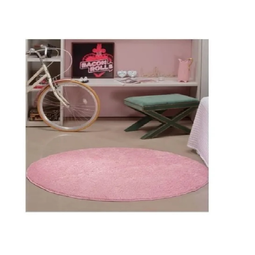Tapete Classic Redondo 100 Rosa Bebe - | Shopee Brasil