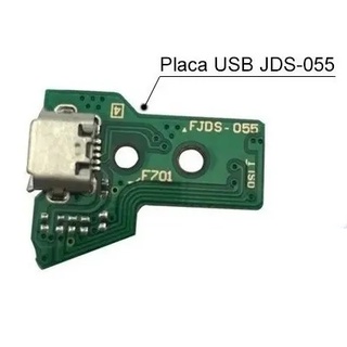 Placa Usb Conector Controle Ps4 Jds Jdm 050 055 + Cabo Flat 12 vias ...