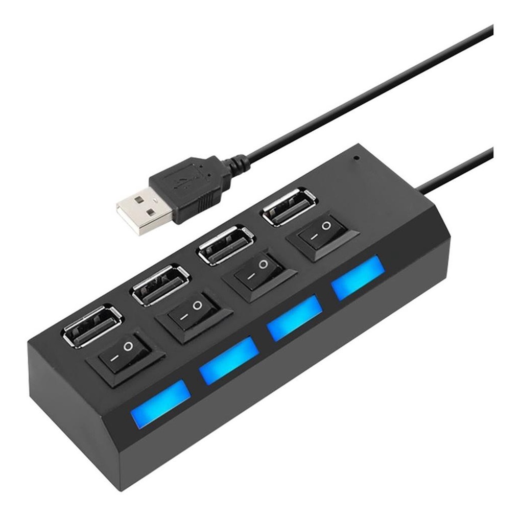 Hub USB Extensão 4 Portas 2.0 Expansor Alta Velocidade Interruptor ON ...
