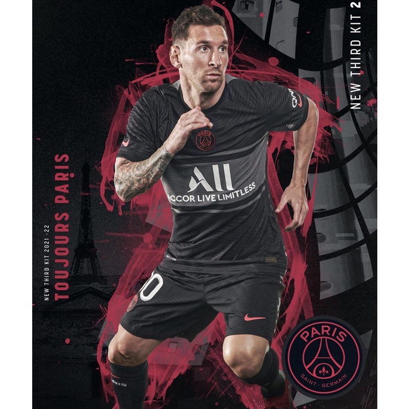 PSG 2021-22 Men Third black Paris Camisa de futebol MESSI MBAPPE Jersey ...
