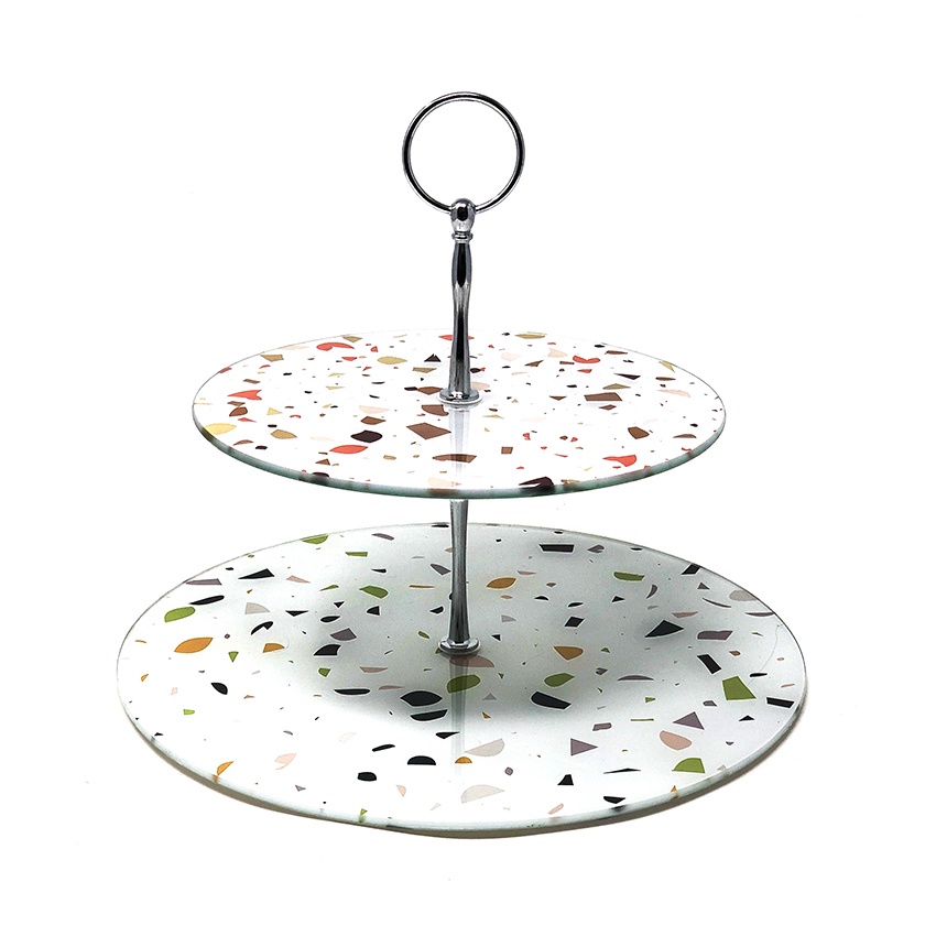 Expositor de alimentos em vidro 2 andares decorado 26cm | Shopee Brasil