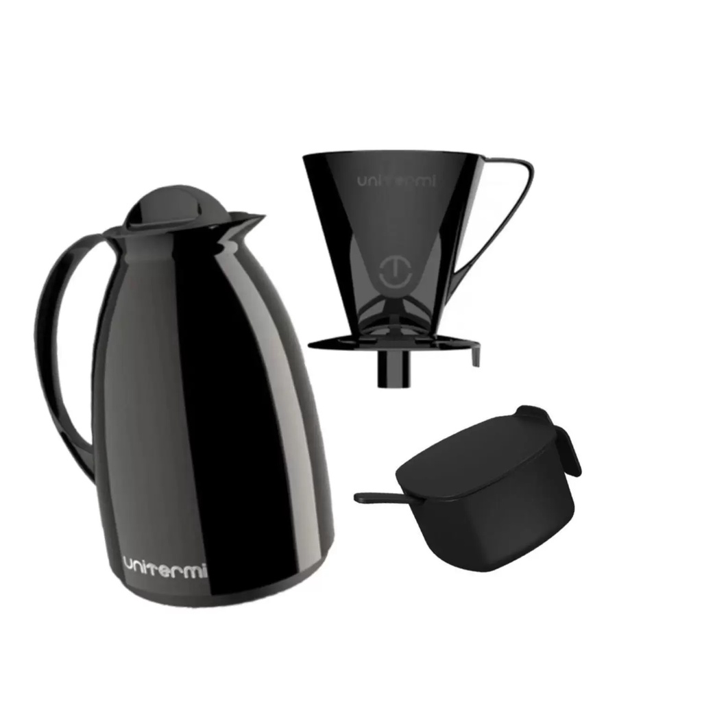 Garrafa Térmica de Café Leite Chá 650ml Com Açucareiro e Coador Kit ...