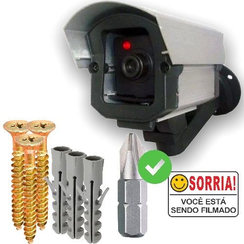 Camera Falsa Com LED Monitoramento Cftv micro camera aluminio bivolt ...