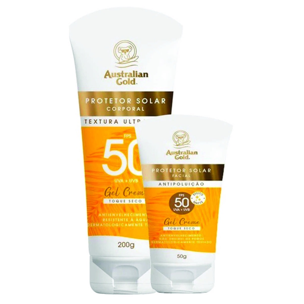 Kit Protetor Solar Corporal 50 FPS 200g + Protetor Solar Facial 50 FPS ...