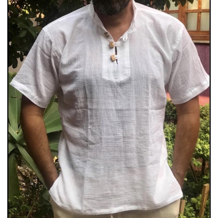 Bata branca - Moda hippie | Shopee Brasil