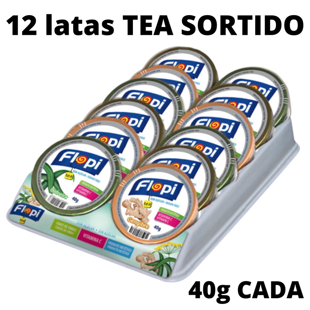 Bala Flopi Tea Sortido Sem Acucar Diet Florestal Lata 40g 12unidades ...