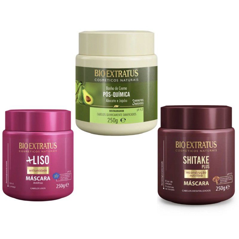 KIT Cronograma Capilar Cabelos Lisos Bio Extratus | Shopee Brasil