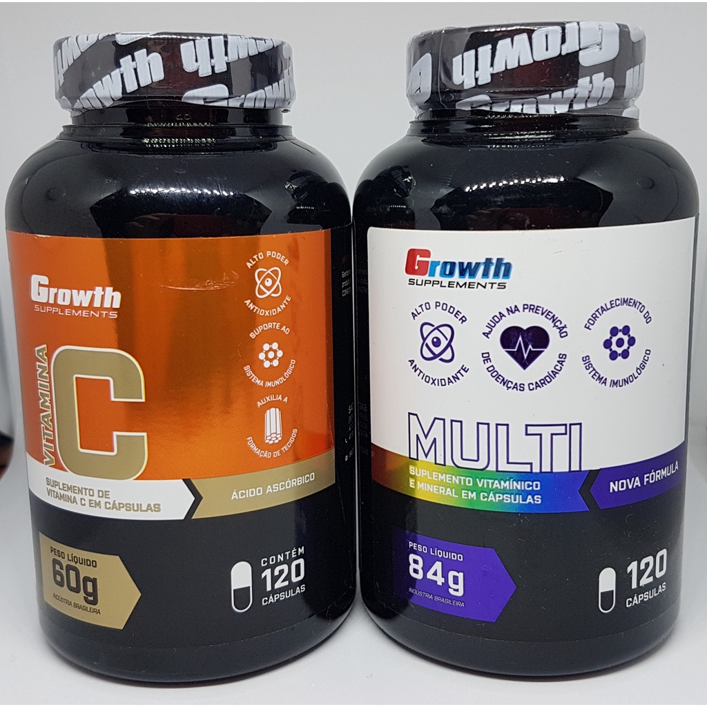 Kit Multivitaminico (120 Caps) + Vitamina C (120 Caps) Growth ...