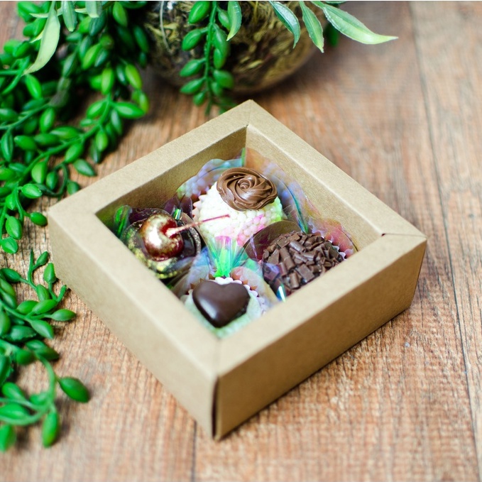 10 caixas embalagens para 4 bombons / doces tampa transparente | Shopee ...