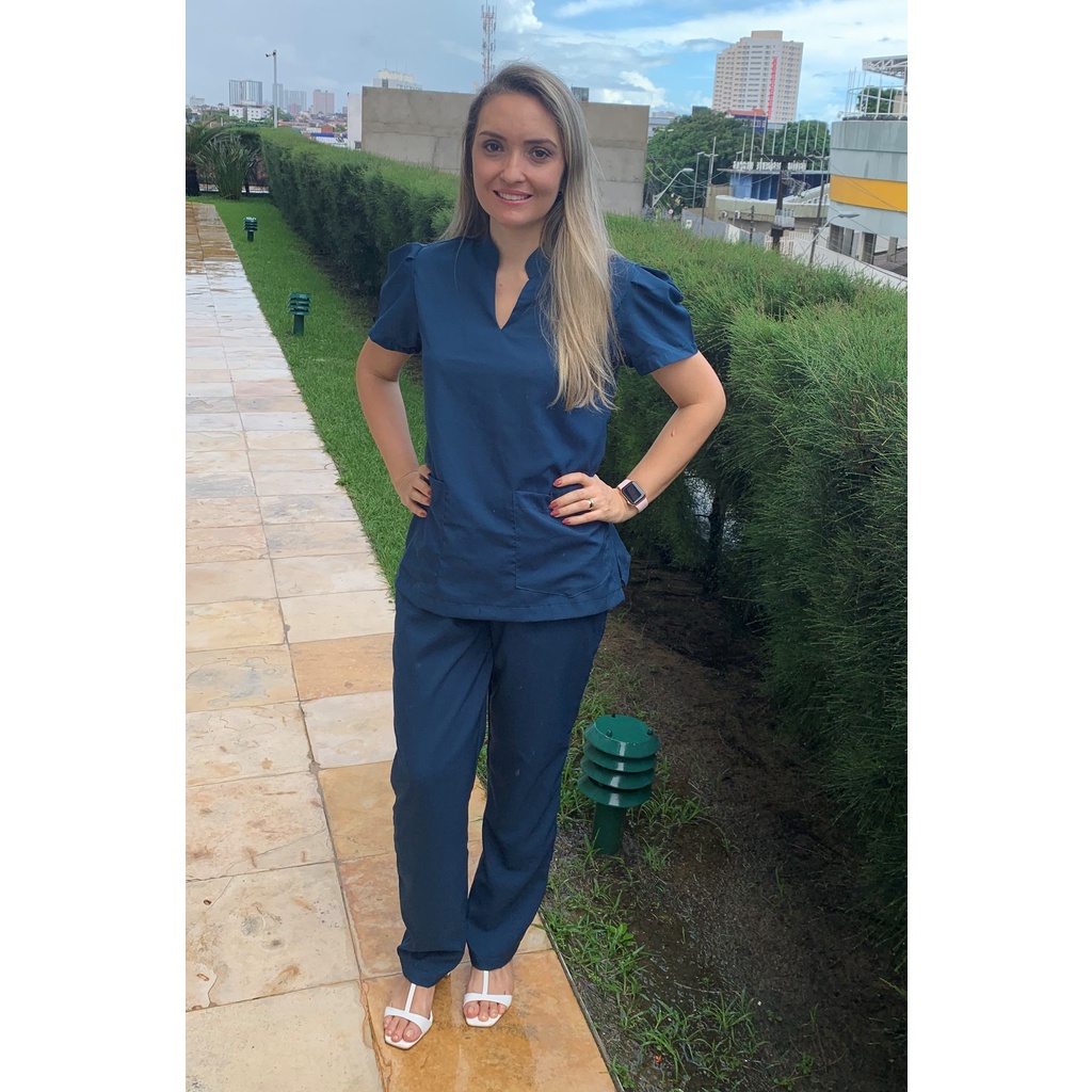 Conjunto Lucia Pijama Roupa Cirúrgica Scrub Feminino - Tecido Oxfordine ...