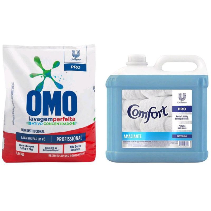 Sabão em Pó OMO 5,6 kg e Amaciante Confort 10 Litros Original | Shopee ...
