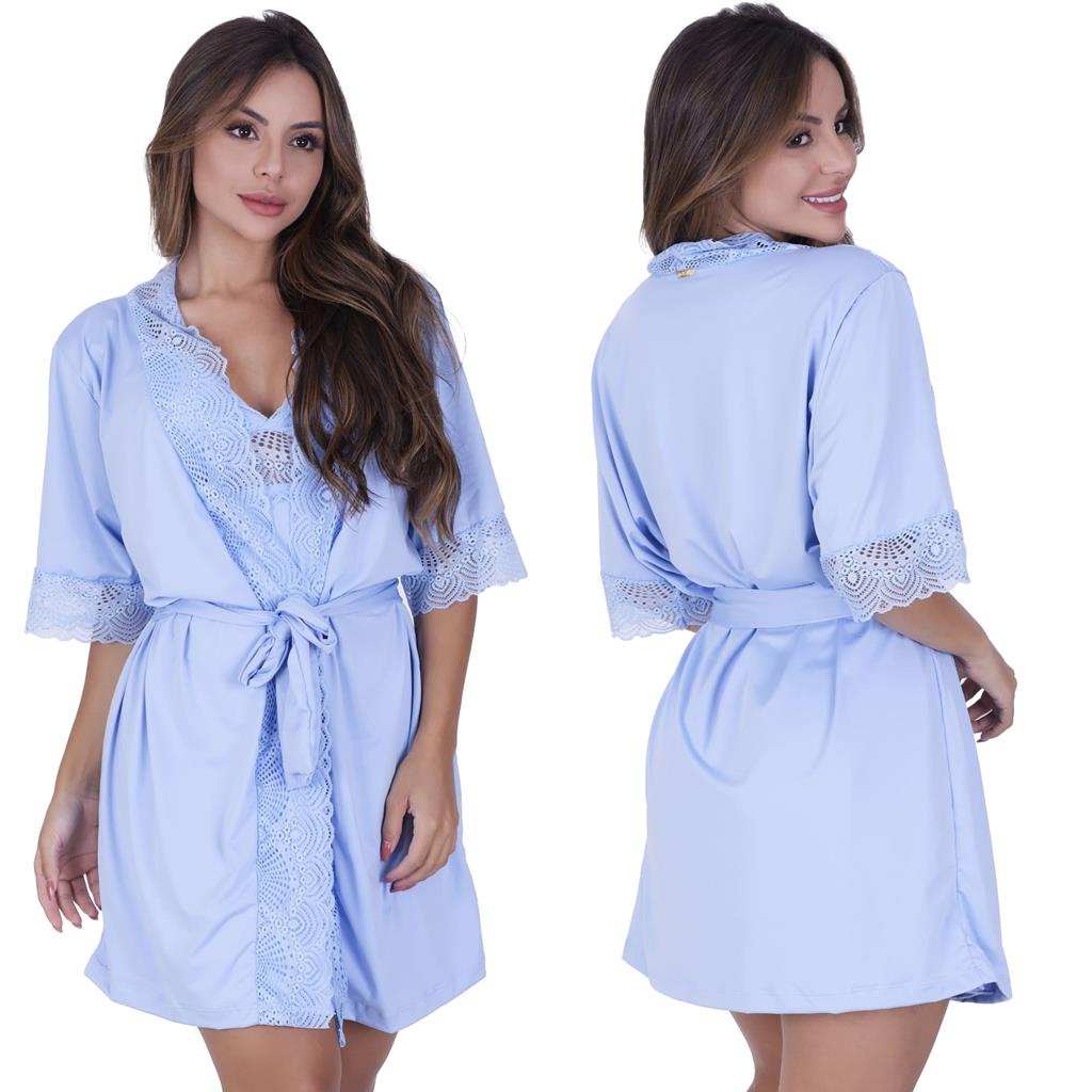 Robe Sofia de Microfibra Light e Renda Feminina | Shopee Brasil