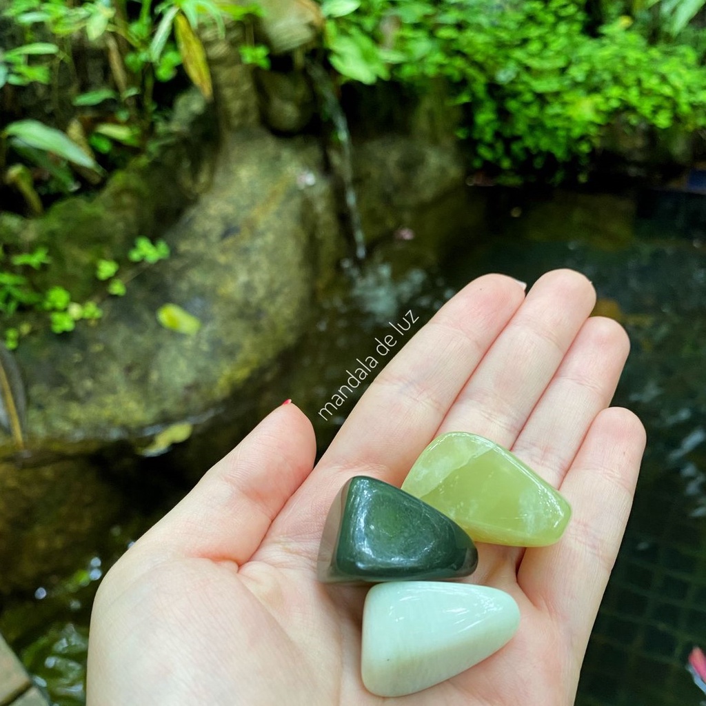 Kit 3 Pedras Jade Cristais Naturais Pedras Roladas de Qualidade ...