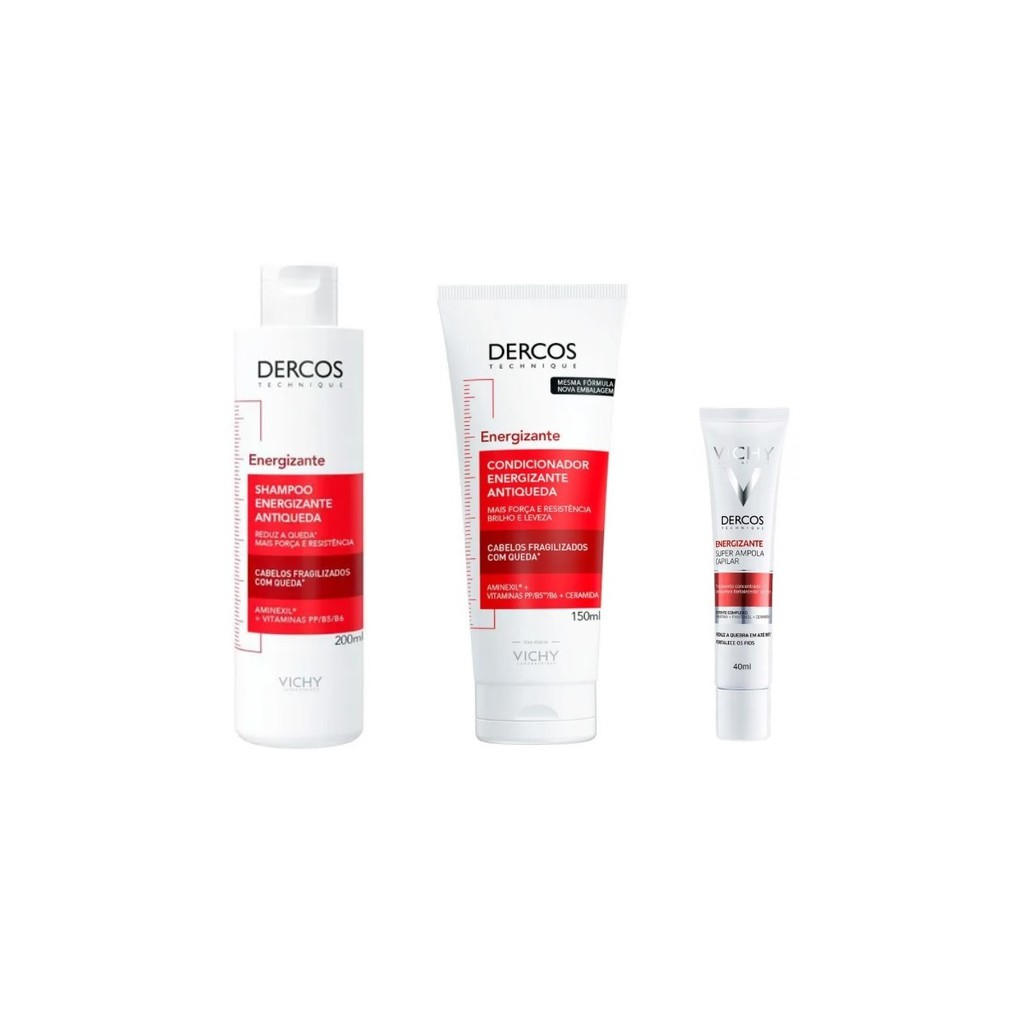 Dercos Kit Shampoo + Condicionador + Ampola Energizante | Shopee Brasil