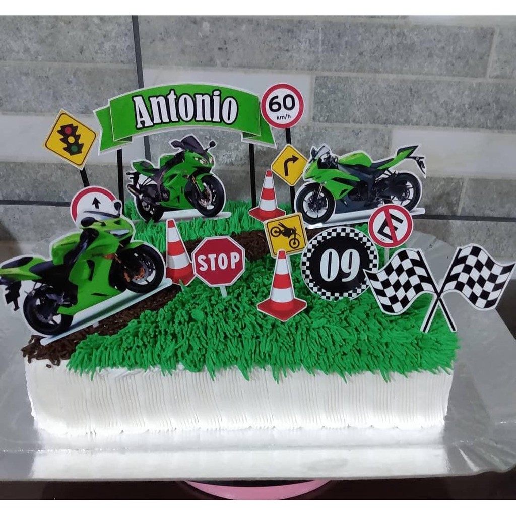 Topo De Bolo Tema Moto Com O Nome Que Deseja Personalizado | Shopee Brasil