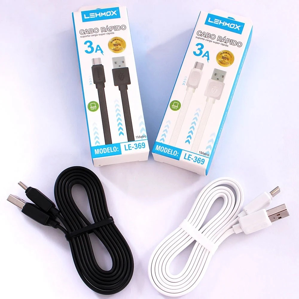 Cabo Carregador Tipo C Micro Usb V8 Turbo 3.1A 1 Metro Original Lehmox ...