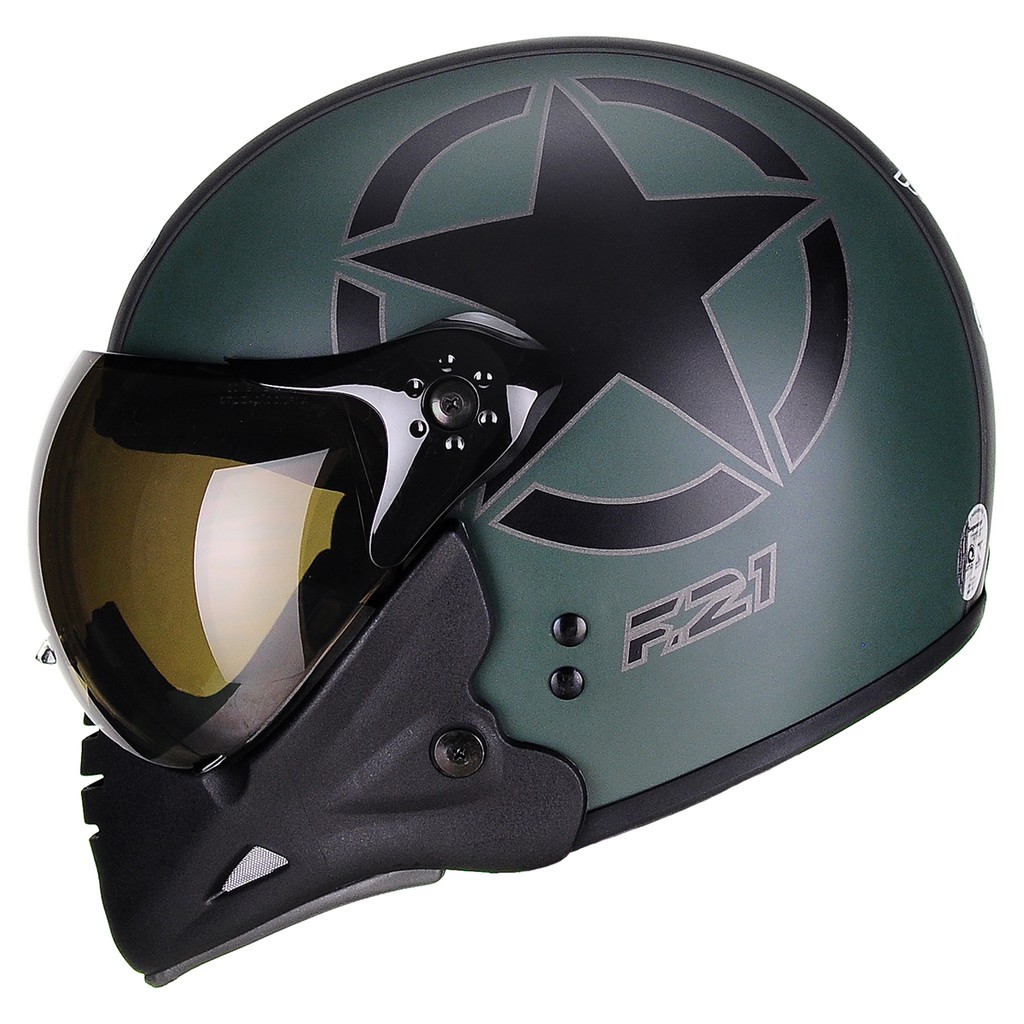 Capacete Moto Peels F-21 Us Army Verde Militar Preto Fosco Com Duas ...