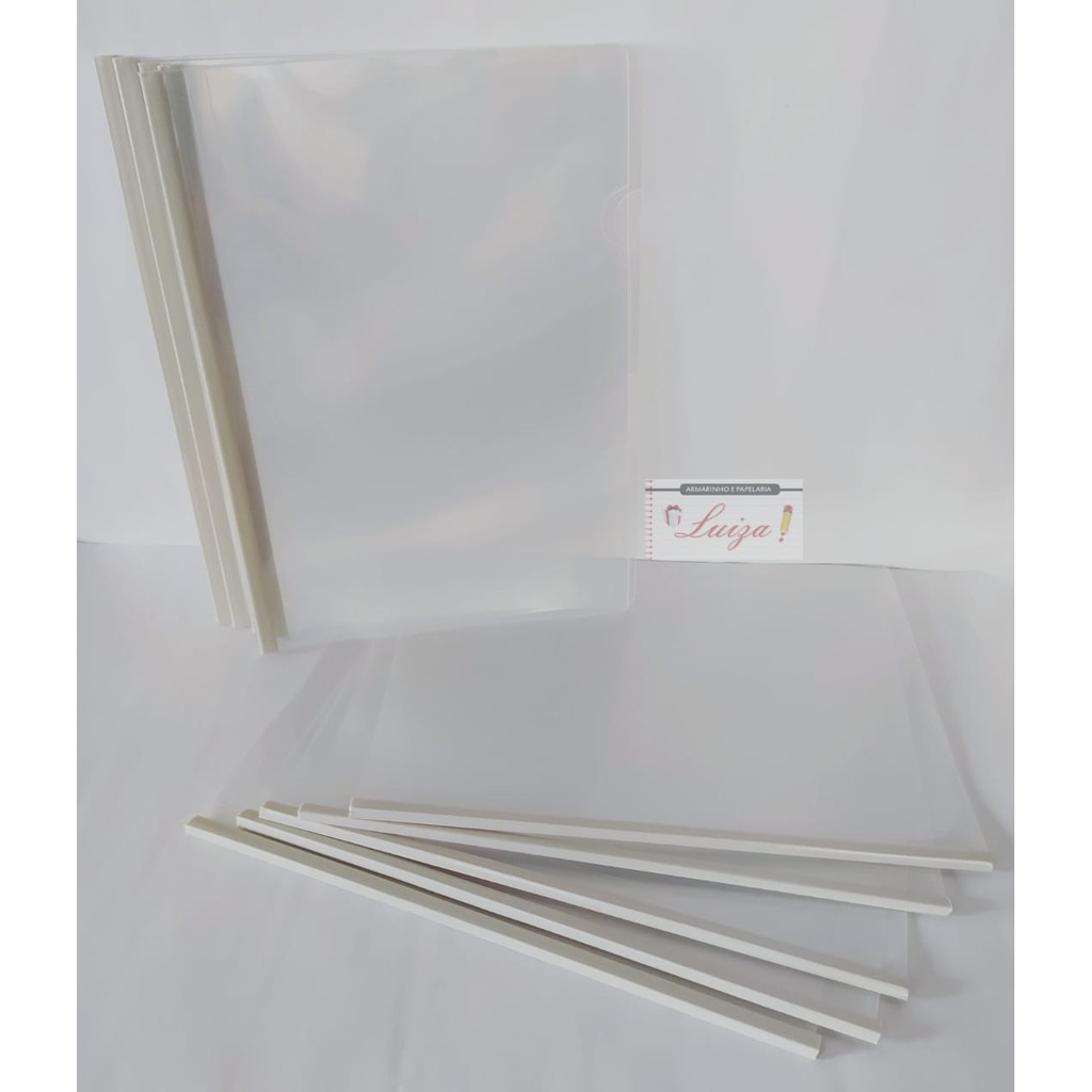 10 Pastas Canaleta A4 Ofício Transparente Cristal Office Alaplast, Pasta com Canaleta Ofício ...