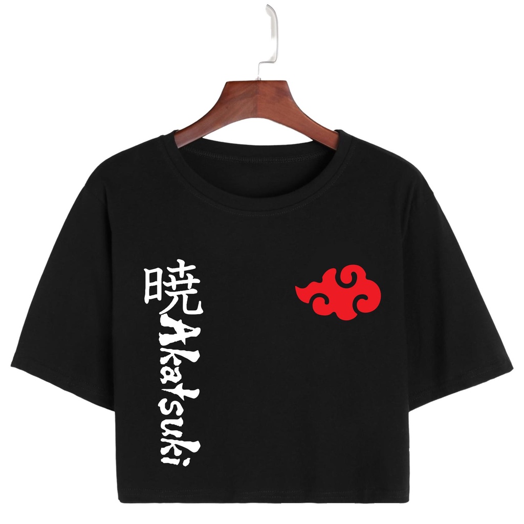 Cropped T Shirt Camiseta Feminino Casual Academia Naruto Akatsuki Nuvem ...