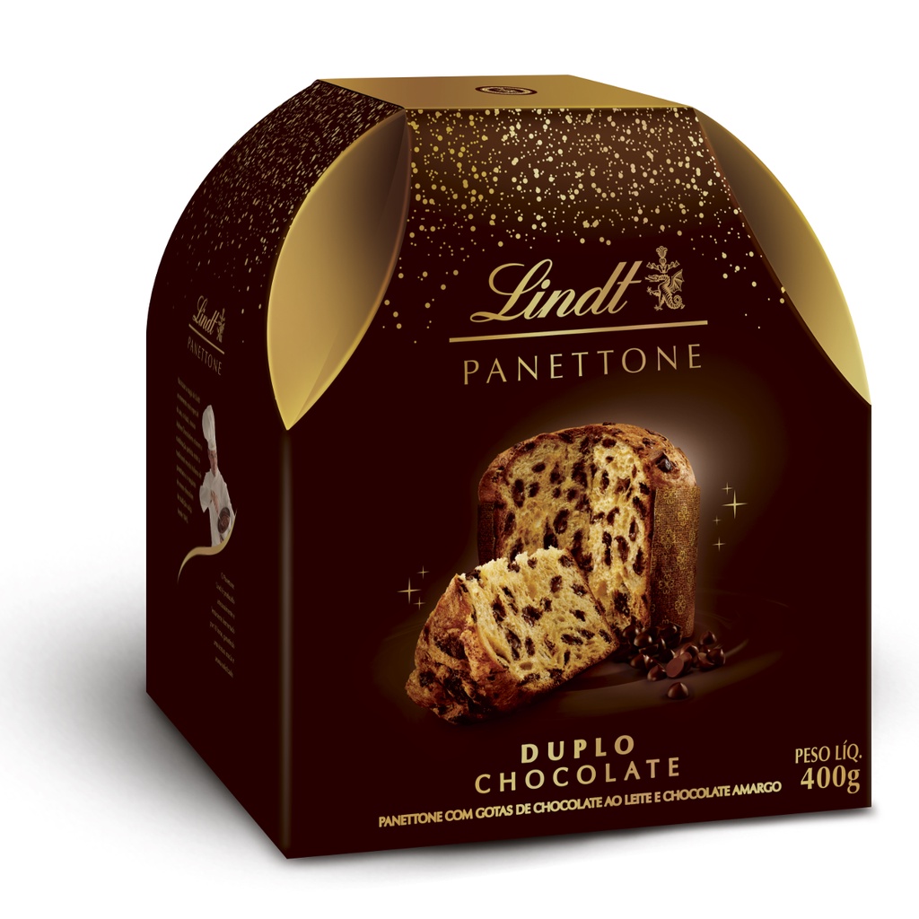 Panetone Lindt Duplo Chocolate com Gotas de Chocolate ao Leite 400g ...