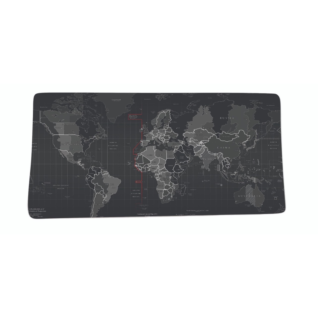 Mouse Pad Gamer Extra Grande 90x40 Mapa Mundi Preto BORDA COSTURADA ...