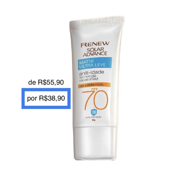 Protetor Solar Renew Advance Matte Ultraleve Anti-Idade FPS70 - 50g ...