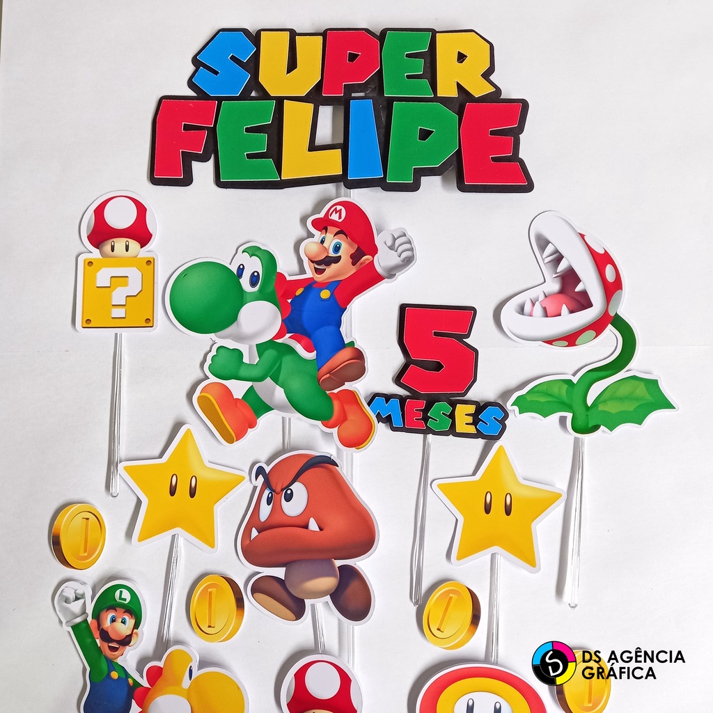 Topo de Bolo 3D - Super Mario - Topo em relevo | Shopee Brasil