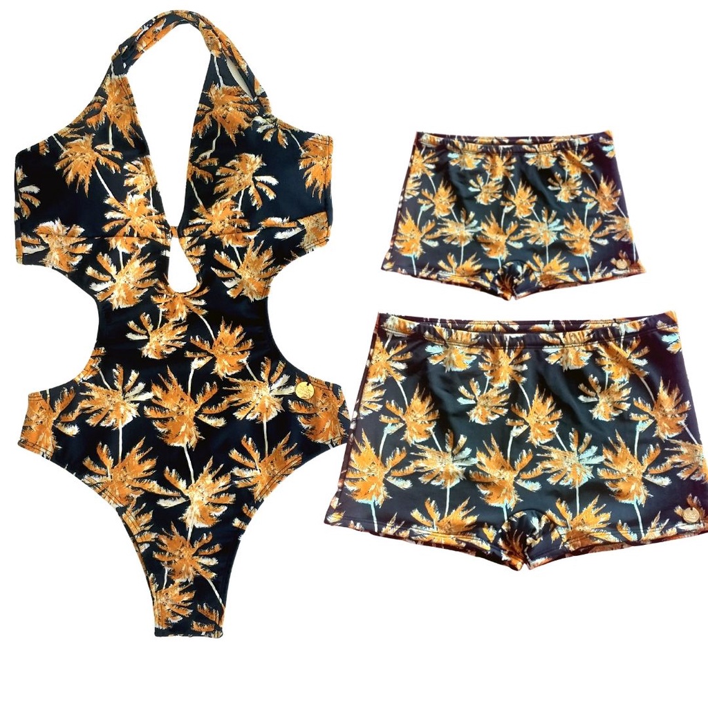 Kit Família Biquíni Mãe E Filha e Bermuda Pai Estampado Iguais-Kit Maiô tal Mãe e tal filho ...
