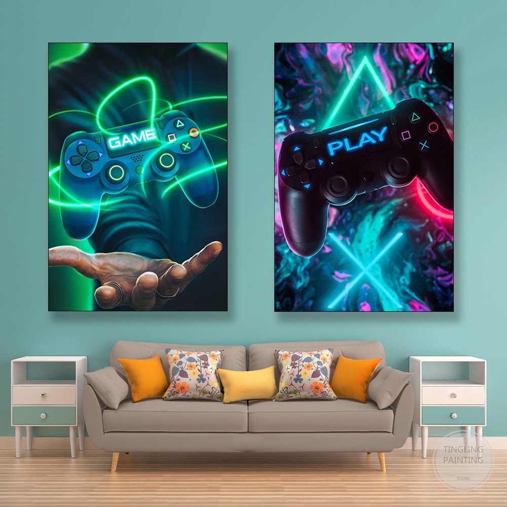 Quadro decorativo 2 peças 40x60 vídeo game jogo gamer para quarto ...