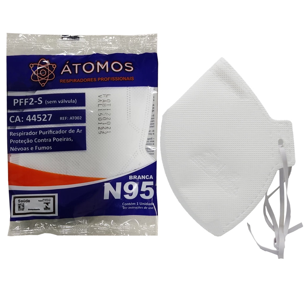 10 Un Mascara Branca Inmetro Hospitalar N95 Pff2 -- ATOMO - Escorrega o ...